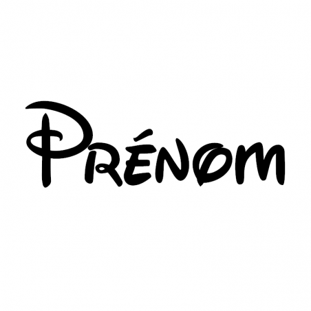 Stickers prénom disney Couleur Noir Dimension (côté le plus grand) 10 cm
